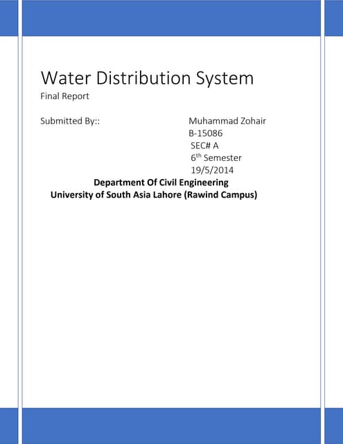Water Distribution System Pptx