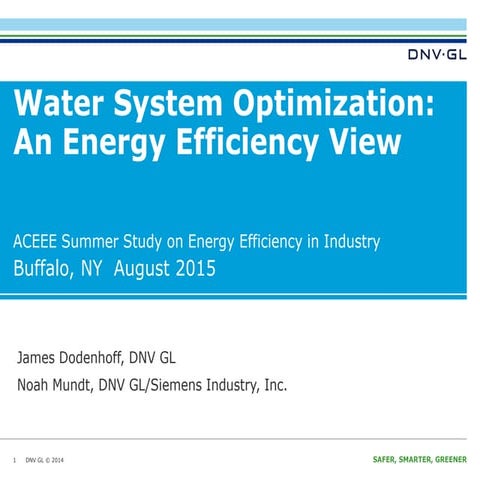 Water system optimization an energy efficiency view final presentation ...