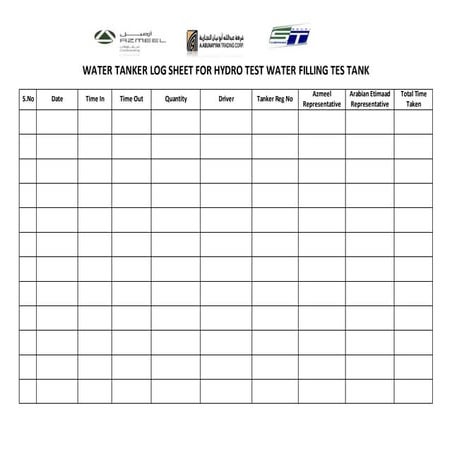Water tanker log sheet | PDF