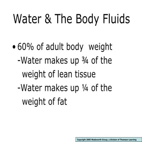 Water & The Body Fluids IN CELLLS OF ANIMAL | PPT