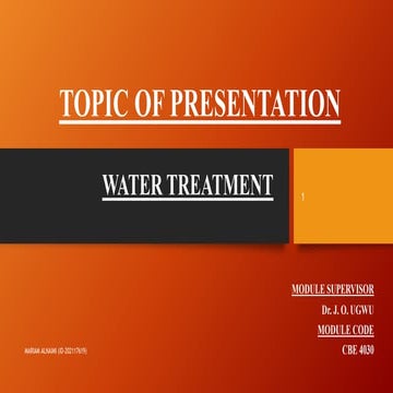 water treatment presentation for engineering student | PPTX