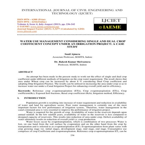 Water Use Management Considering Single And Dual Crop Coefficient Concept Un Pdf