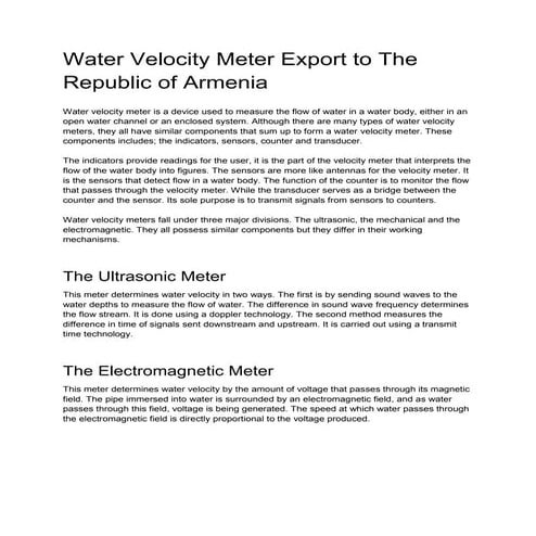 Water Velocity Meter Export to The Republic of Armenia.docx