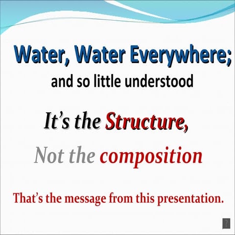"Water Water Everywhere." Presentation by Rustom Roy about the science ...