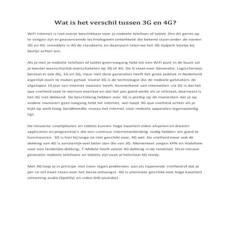 Wat is het verschil tussen 3 g en 4g | DOCX