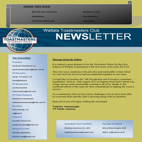 Newsletter of Wattala Toastmasters | PDF