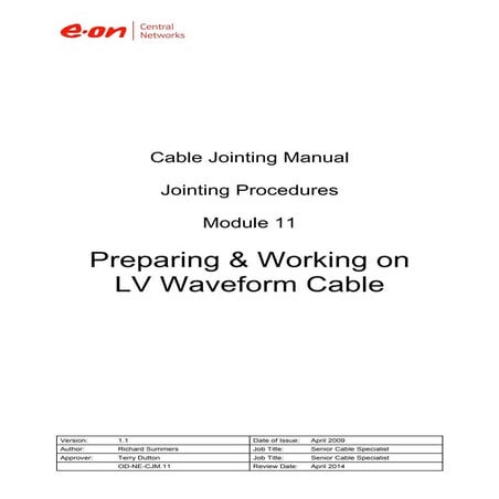 Waveform Cable Jointing Manual - Preparing & Working on LV Waveform ...