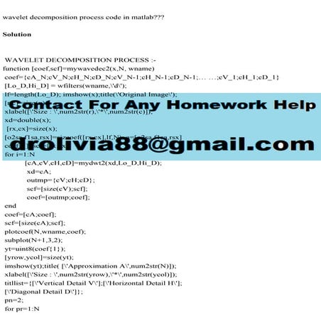 wavelet decomposition process code in matlabSolution WAVE.pdf