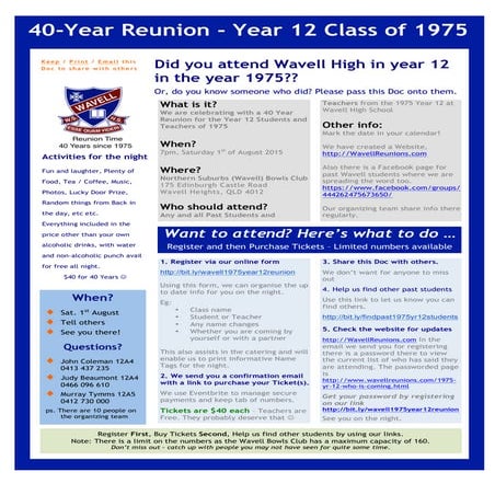 Wavell 40year 1975 reunion brochure | PDF