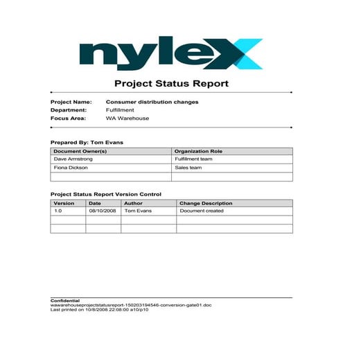 Example Warehouse Monthly Report Template | PDF