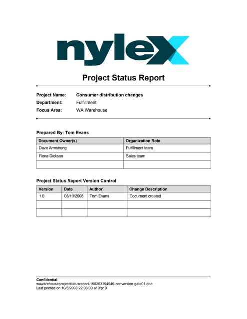 Example Warehouse Monthly Report Template | DOCX | Logistics | Business
