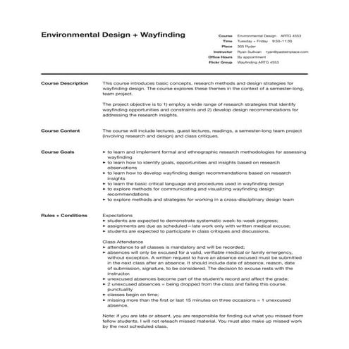Wayfinding Syllabus 2010 | PDF | Homework and Study | Education