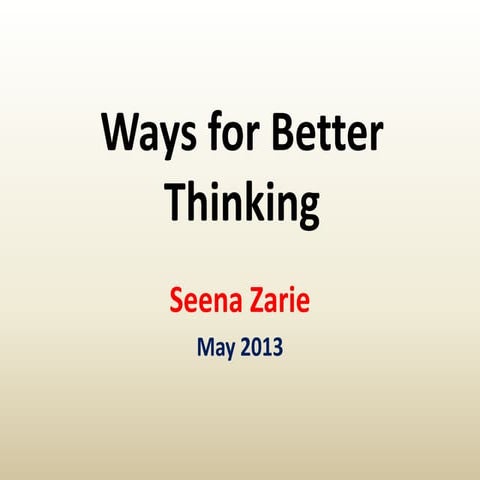 Ways for better thinking | PDF