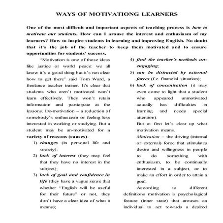 Ways of motivationg learners | DOCX