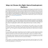 Ways to Choose the Right Game Development Platform.pdf | Operating ...