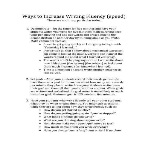 Ways to increase writing fluency | DOC | Freelance Writing | Content ...