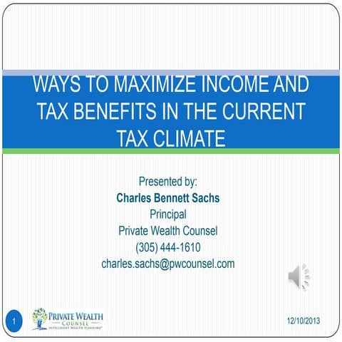 Ways to maximize income and tax benefits (audio) | PPSX | Financial ...