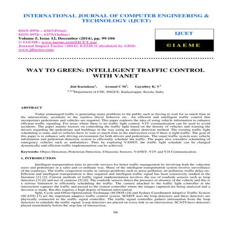 Way to green intelligent traffic control with vanet | PDF | Computer Networking | Computing