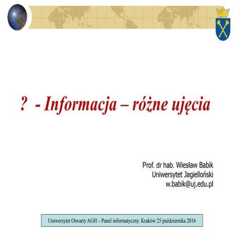 Informacja - rózne ujęcia | PDF