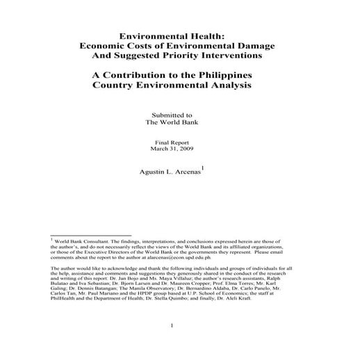 Environmental Health:Economic Costs of Environmental Damage And ...