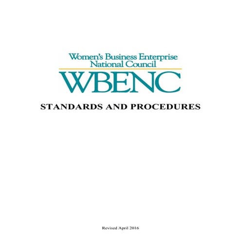 WBENC Standards and Procedures | PDF