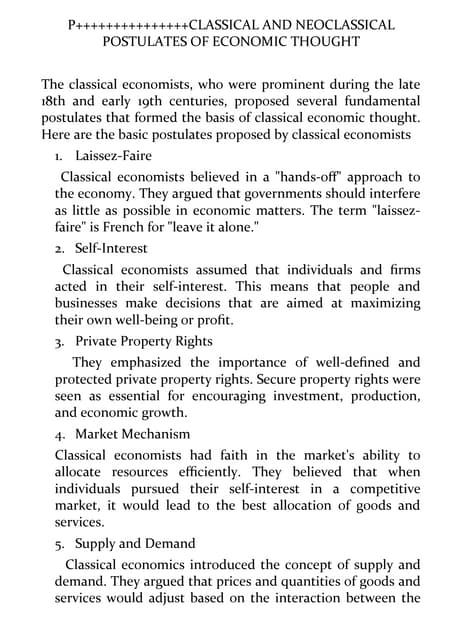 Classical theory of economics | PPT