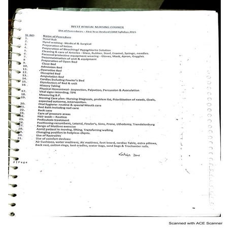 WBNC procedure and practical list.pdf for GNM nursing student | PDF