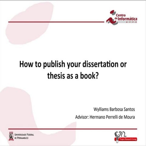 How to publish your thesis or dissertation as a book? | PDF