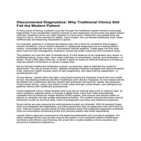 Disconnected Diagnostics: Why Traditional Clinics Still Fail the Modern ...