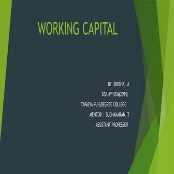 working capital/ FM/ BBA 4th semester/BU | PPTX