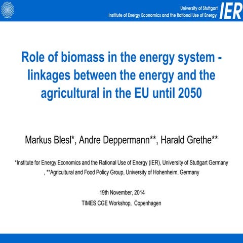 Role of biomass in the energy system – linkages between the European ...
