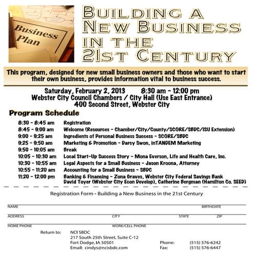 Building A New Business Seminar 2013 | PDF