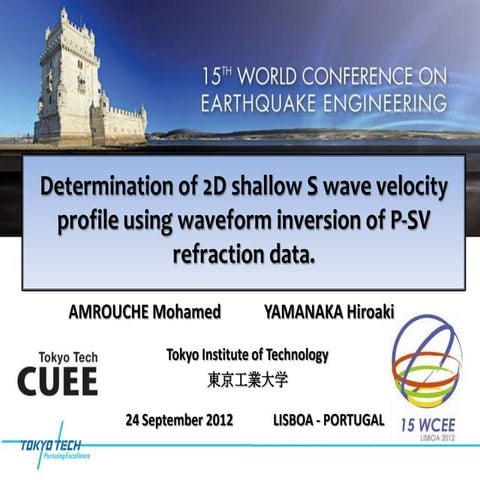 Determination of 2D shallow S wave velocity profile using waveform inversion of P-SV refraction ...