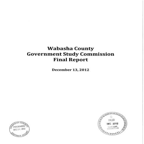 Wabasha County Government Study Commission final report | PDF | Mental Health | Diseases and ...