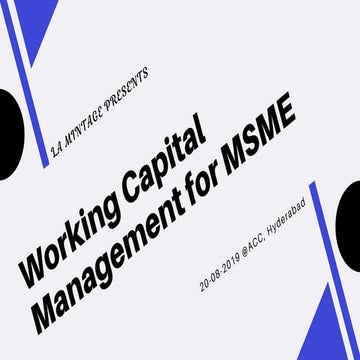 Working Capital Management for MSME | PDF