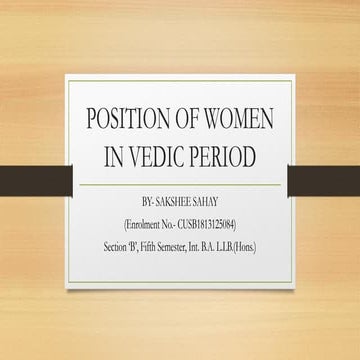 Position of Women in Vedic Period | PDF