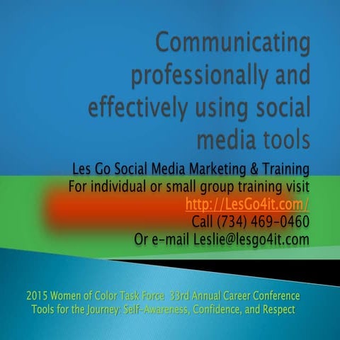 Communicating Professionally and Effectively Using Social Media Tools | PPT