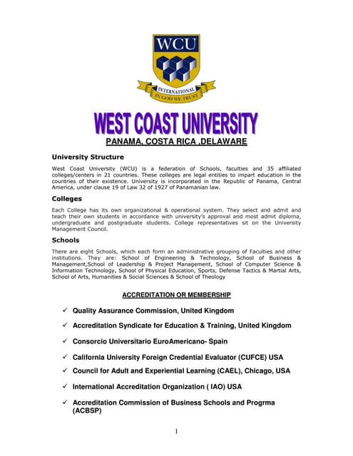 West coast university panama | PDF