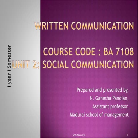 Wc unit 2 social commuication | PPTX