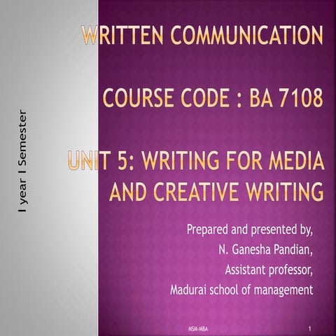 Wc unit 5 writing for media and creative writing | PPT