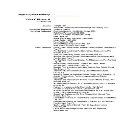 Professional Work Experience-Completed Projects | PDF