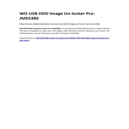 Wd usb hdd image un locker pro-jms538 s | PDF