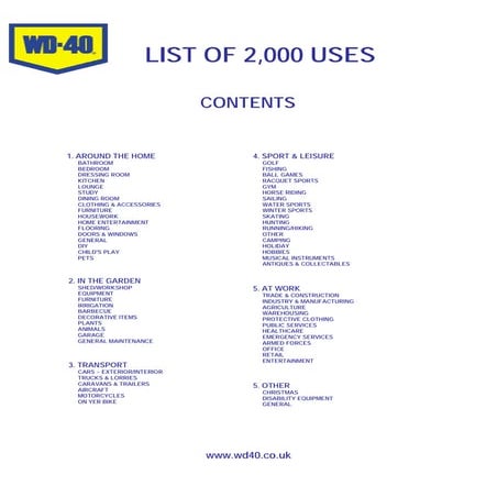 Wd 40 2000+Uses List | PDF