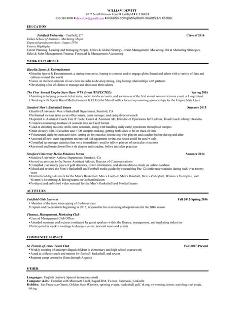 Resume #1 | PDF | Business | Business and Finance