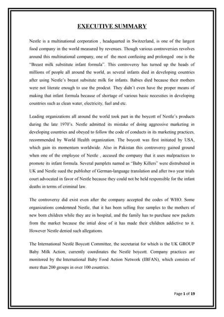 Case study on Nestle | PPTX