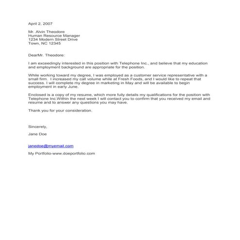 Cover letter for temporary position | DOCX