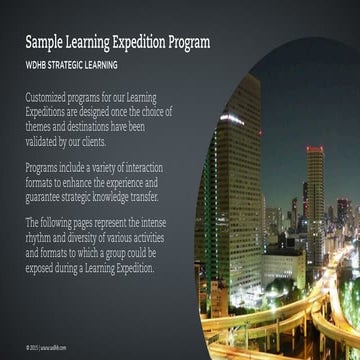 WDHB Learning Expedition Sample Program | PDF