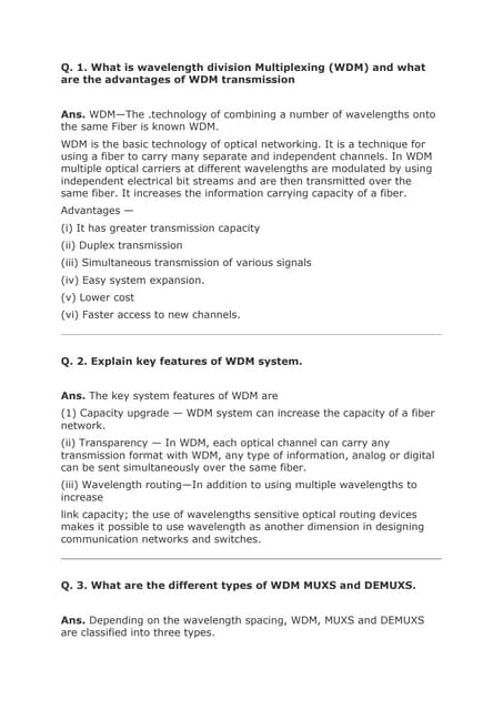 Wavelength division multiplexing | PPTX | Computer Networking | Computing