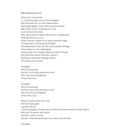 We are young song worksheet | DOC