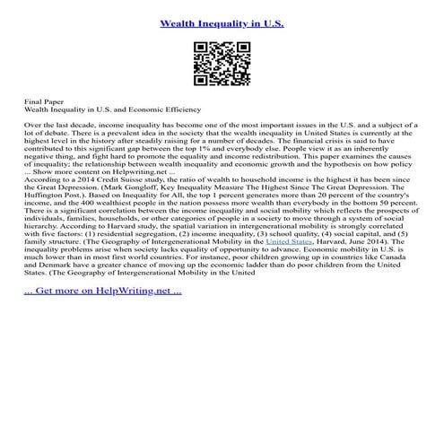 Wealth Inequality In U.S. | PDF